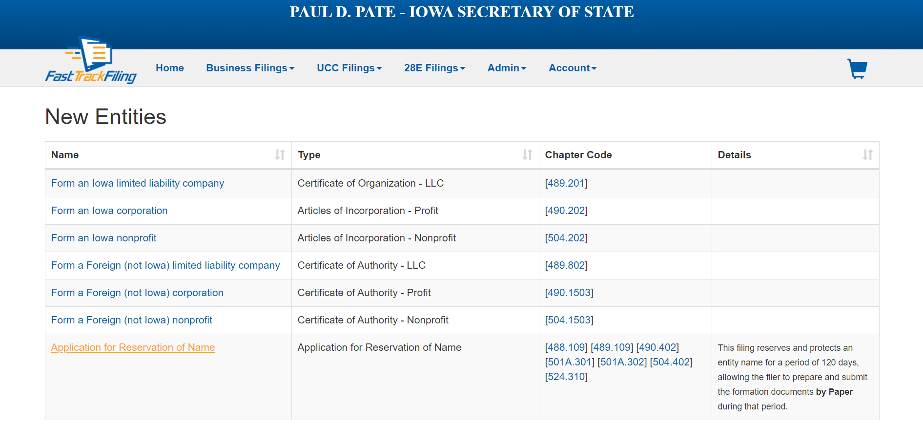 How to apply for a reservation of name | Fast Track Filing Resource Center
